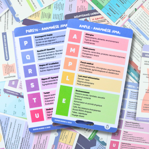 Carte de référence pour infirmière - Anamnèse (PQRSTU-AMPLE) – Super Nurse
