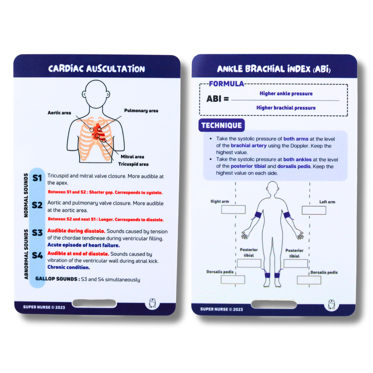 EN Reference card - Cardiac auscultation and ABI – Super Nurse